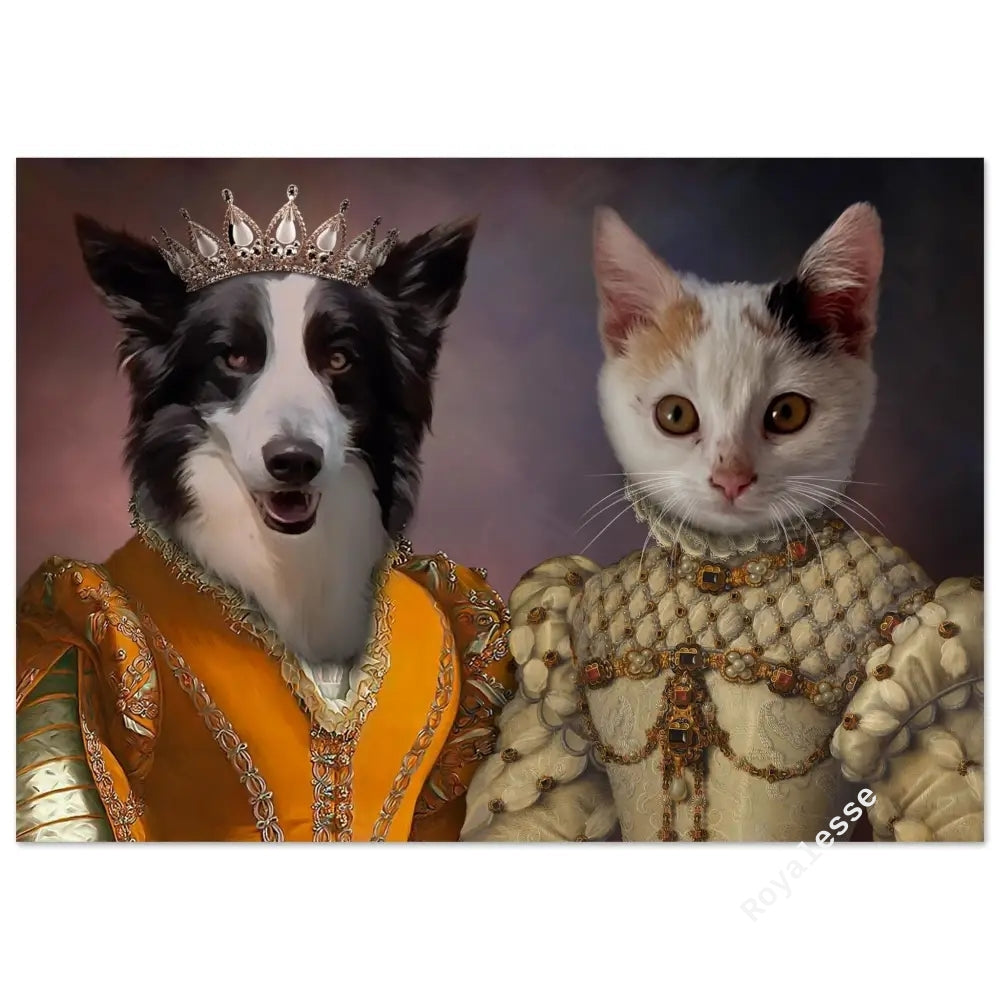 Poster DUO PRINCESSES - Portrait d'animal personnalisé ROYALESSE